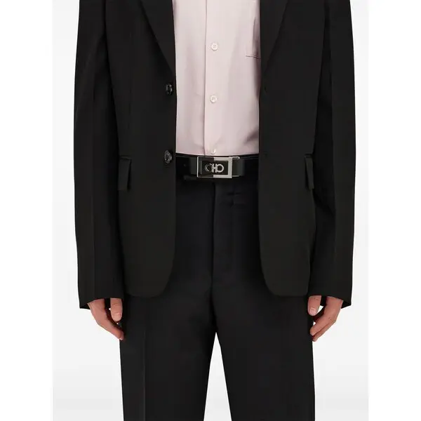 FERRAGAMO Gancini Reversible Buckle Belt - Black Shell/black