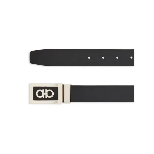 FERRAGAMO Gancini Reversible Buckle Belt - Black Shell/black