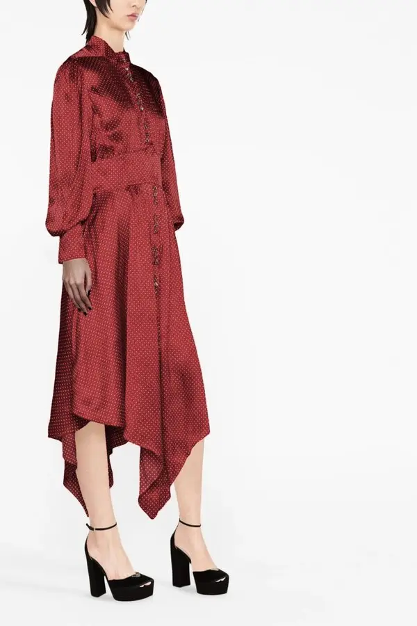 Alexandre Vauthier Polka Dot Asymmetrical Long Sleeve Dress - No