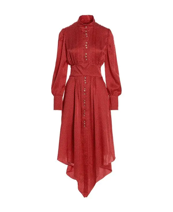 Alexandre Vauthier Polka Dot Asymmetrical Long Sleeve Dress