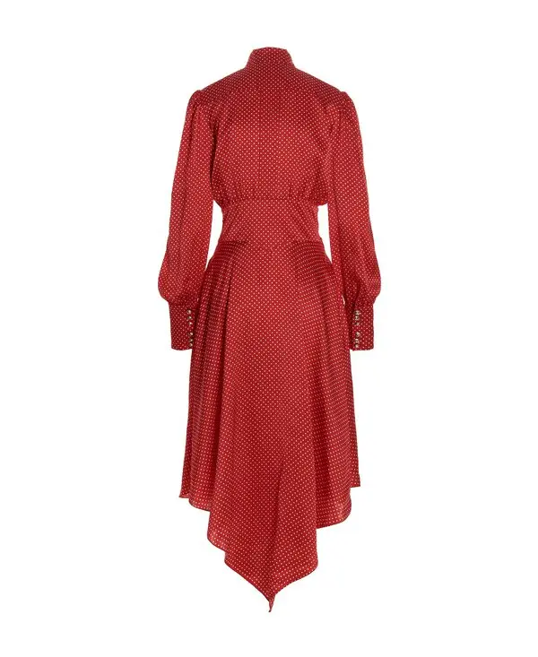 Alexandre Vauthier Polka Dot Asymmetrical Long Sleeve Dress