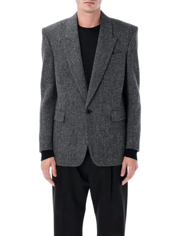 Saint Laurent Single-breasted Long-sleeved Blazer - Black