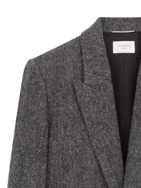 Saint Laurent Single-breasted Long-sleeved Blazer - Black