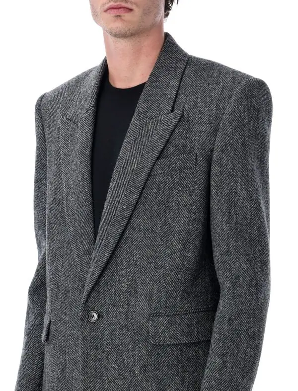 Saint Laurent Single-breasted Long-sleeved Blazer - Black