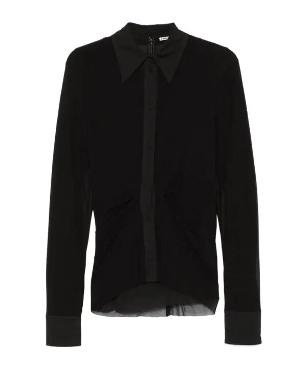 JIL SANDER Crepe Shirt With Buckle Cuffs - Black