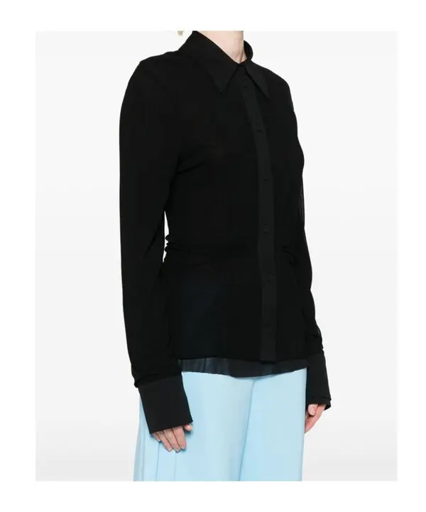 JIL SANDER Crepe Shirt With Buckle Cuffs - Black