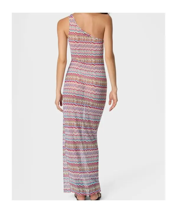 Missoni One-shoulder Cover-up In Printed Tulle With Zigzag Pattern