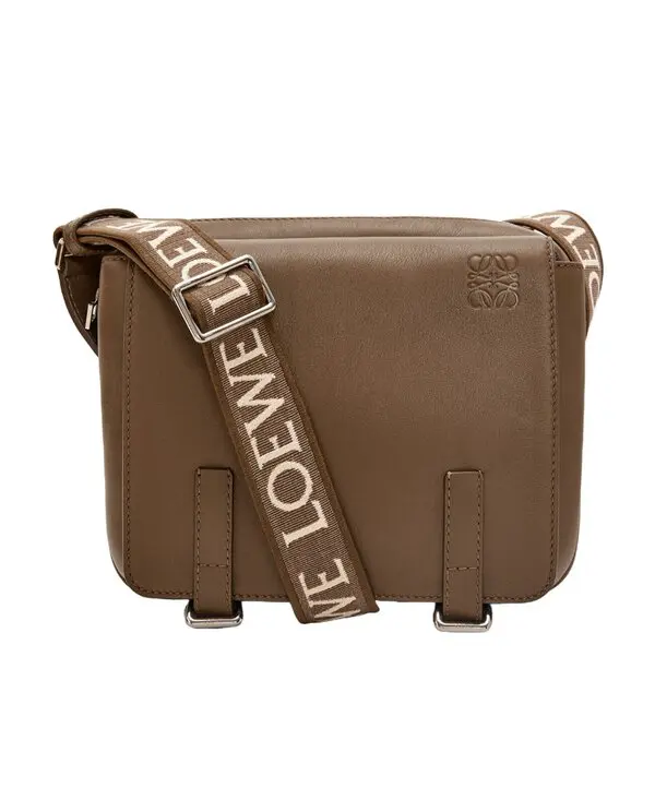 Loewe Military Messenger Bag In Calfskin And Jacquard - Green