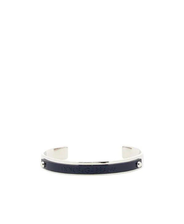 Dolce & Gabbana Logo Engraved Cuff Bracelet - White