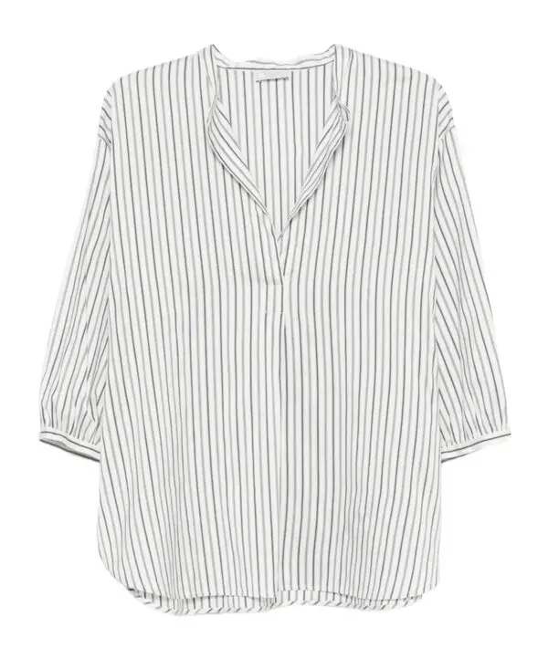 Peserico Striped Cotton Blouse - White