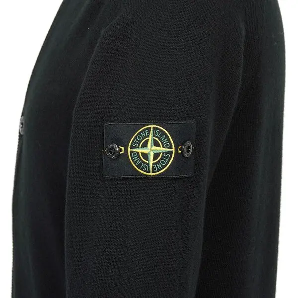 Stone Island V-neck Button-up Cardigan - Black