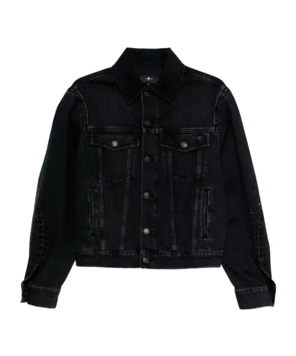 7 For All Mankind Embellished Denim Jacket - Black