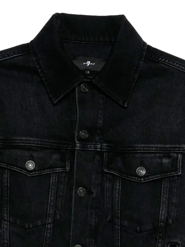 7 For All Mankind Embellished Denim Jacket - Black
