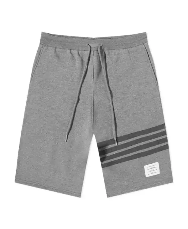 Thom Browne Four-bar Stripe Jersey Shorts - Medium Gray