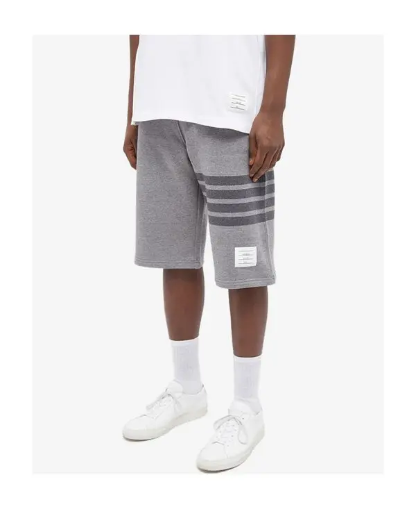 Thom Browne Four-bar Stripe Jersey Shorts - Medium Gray