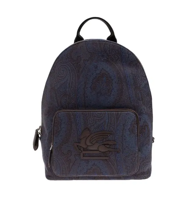 Etro Essential Paisley-patterned Zipped Backpack - Navy Blue