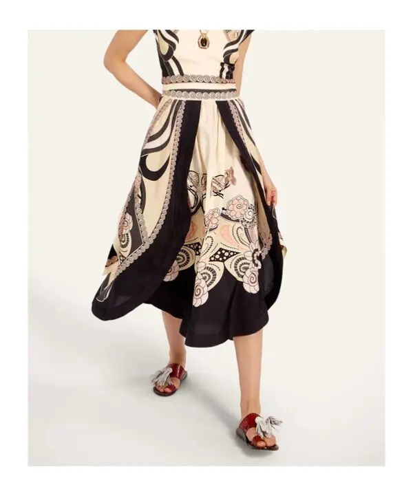 La DoubleJ Floral-print Midi Skirt - Black