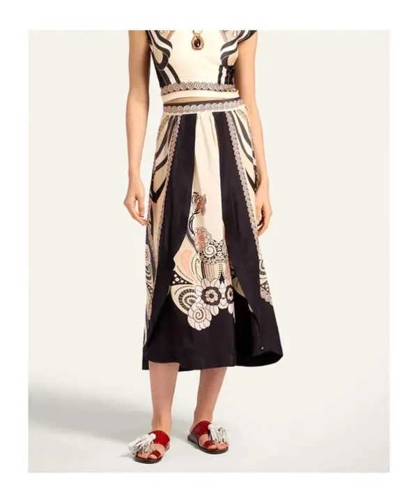 La DoubleJ Floral-print Midi Skirt - Black