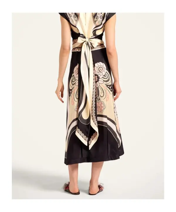 La DoubleJ Floral-print Midi Skirt - Black