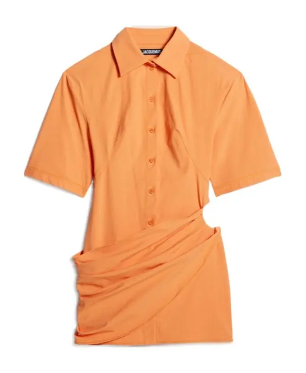 Jacquemus Draped Shirt Mini Dress - Orange