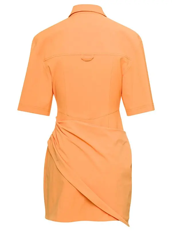 Jacquemus Draped Mini Shirt Dress - Orange