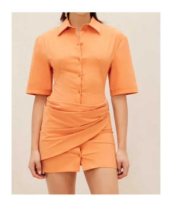 Jacquemus Draped Mini Shirt Dress - Orange