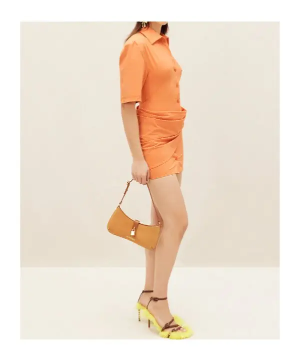 Jacquemus Draped Mini Shirt Dress - Orange
