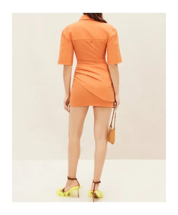 Jacquemus Draped Mini Shirt Dress - Orange