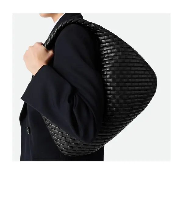 Bottega Veneta Woven Leather Hobo Bag - Black