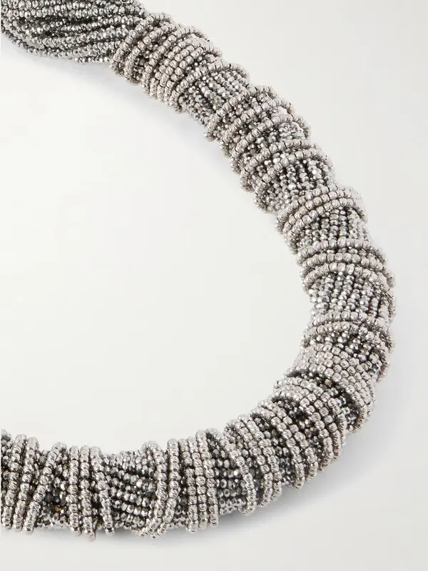 Brunello Cucinelli Beaded Silver Necklace - Gray