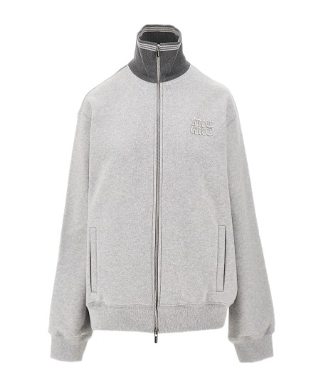 Miu Miu Zip-up Oversized Sweatshirt - Grey