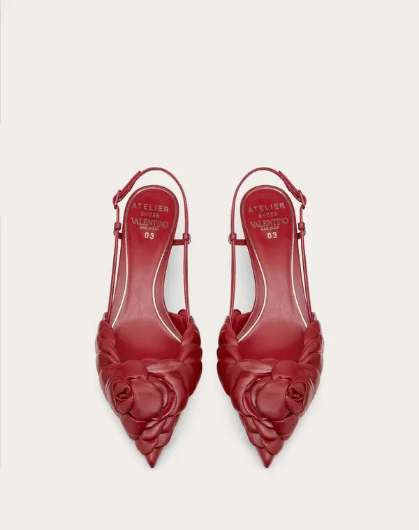 Valentino Garavani Atelier 03 Rose Edition Slingback Pumps - Red