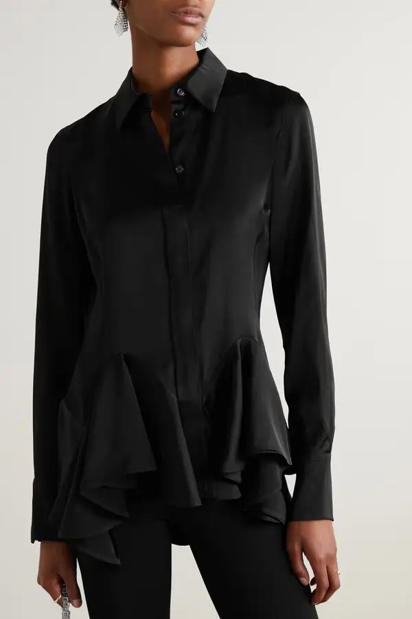 Givenchy Ruffled Satin Crepe Shirt