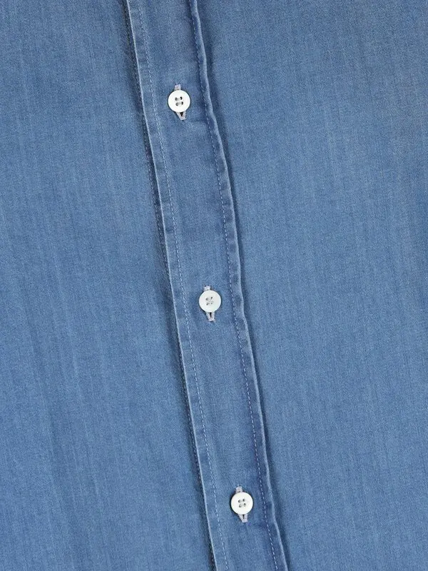 Brunello Cucinelli Curved Hem Buttoned Denim Shirt