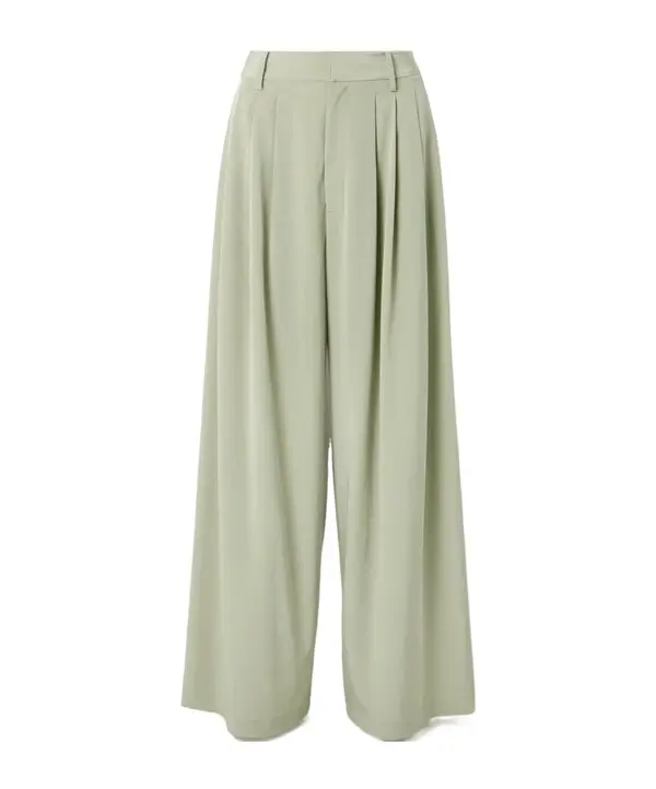 Tibi Crepe De Chine Wide-leg Pleated Pants - Gray