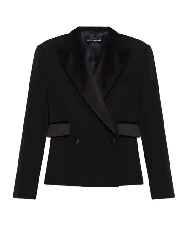 Dolce & Gabbana Double-breasted Gabardine Tuxedo Jacket - Black