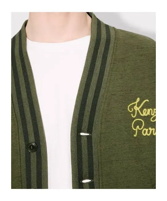 Kenzo Chainstitch Embroidered Cardigan - Green