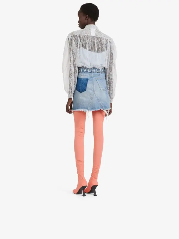 Givenchy Belted Denim Mini Skirt With Logo Detail