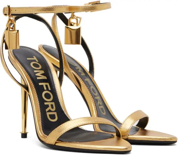 TOM FORD Laminated Padlock Pointy Sandals