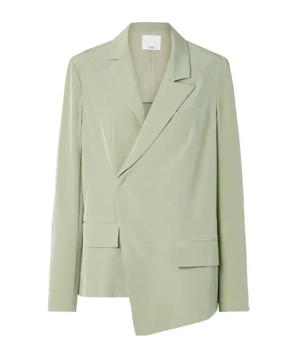 Tibi Asymmetrical Crepe De Chine Blazer - Nude
