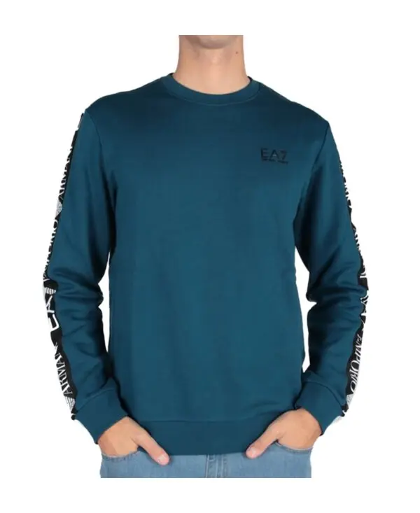Emporio Armani Round Neck Long Sleeve Cotton Sweater - Blue