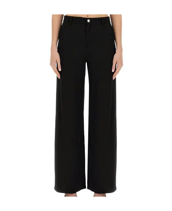 Moschino Wide-legged Button Detail Casual Trousers - Black