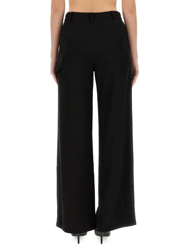 Moschino Wide-legged Button Detail Casual Trousers - Black
