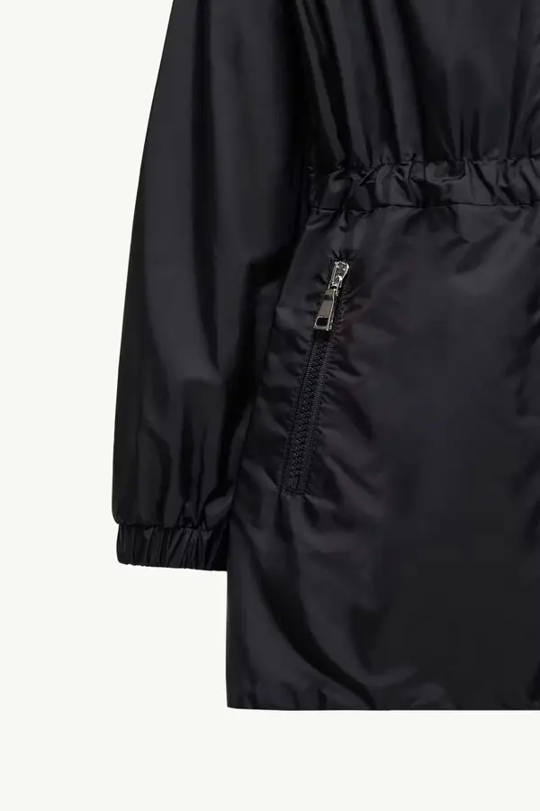Moncler Hooded Zip-up Jacket With Drawstring Waist - Black