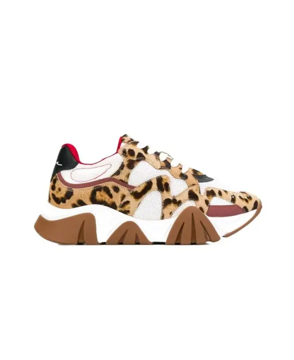 Versace Leopard Print Logo Sneakers - Brown