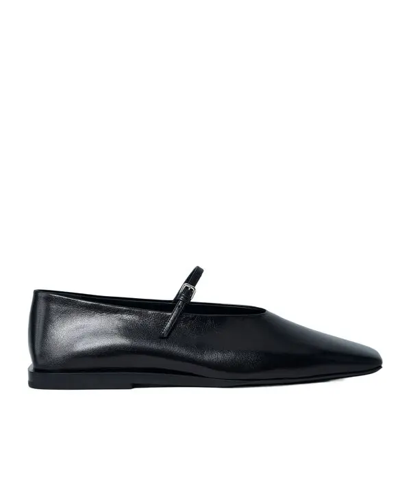 JIL SANDER Ankle Buckle Strap Flats - Black