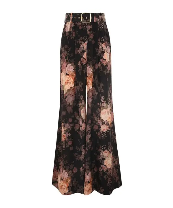 Zimmermann Illustration Tuck Pants - Black Rococo Floral