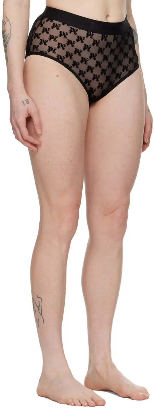 Palm Angels Monogram Pattern High-waist Lace Briefs