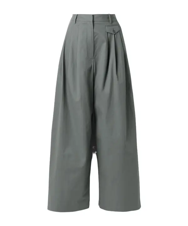 Tibi Pleated Cotton-twill Wide-leg Trousers