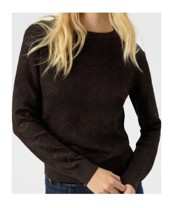 Missoni Chevron Patterned Crew Neck Long Sleeve Sweater - Brown
